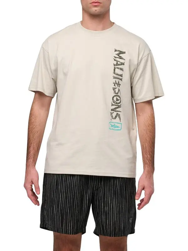 MAUI & SONS Fossil Boxy Fit Cotton Graphic T-shirt - Cement