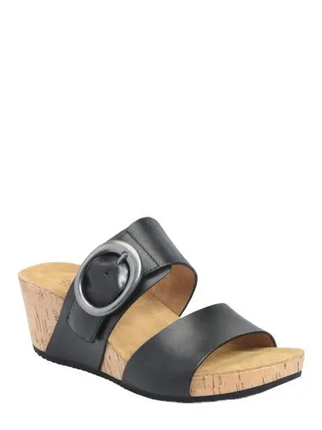 COMFORTIVA Elizabeth Platform Wedge Slides - Black