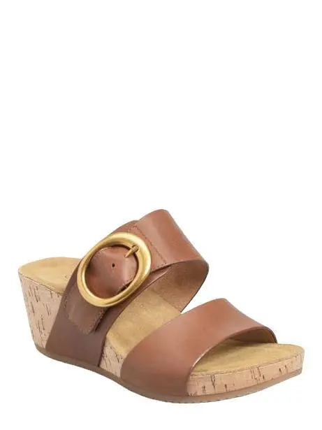 COMFORTIVA Elizabeth Platform Wedge Slides - Golden Brown