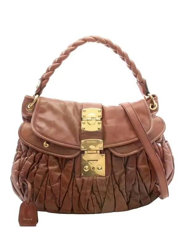 Miu Miu 2010s Leather Matelassé Handbag - Brown