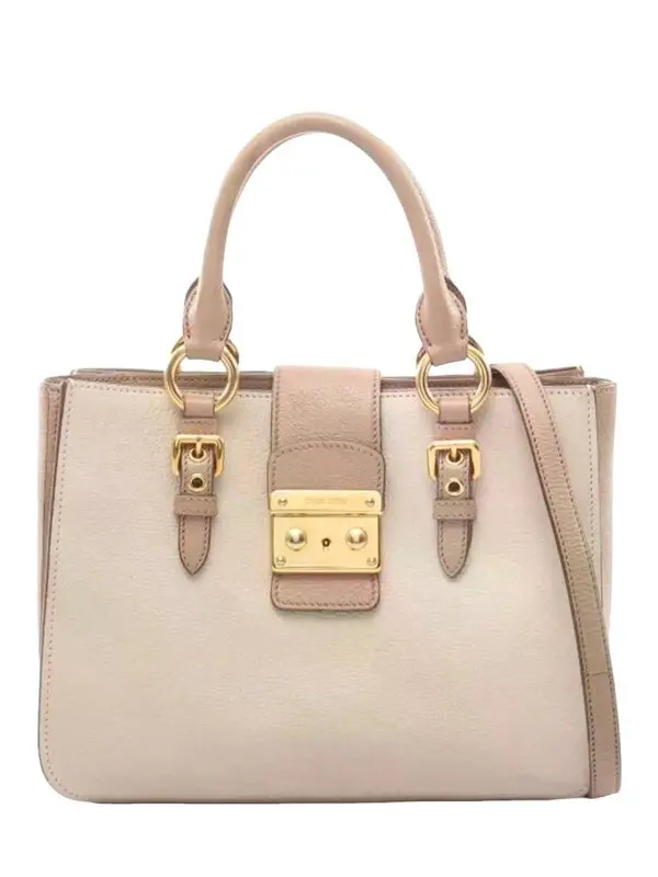 Miu Miu 2000s Madras Leather Tote - Neutrals