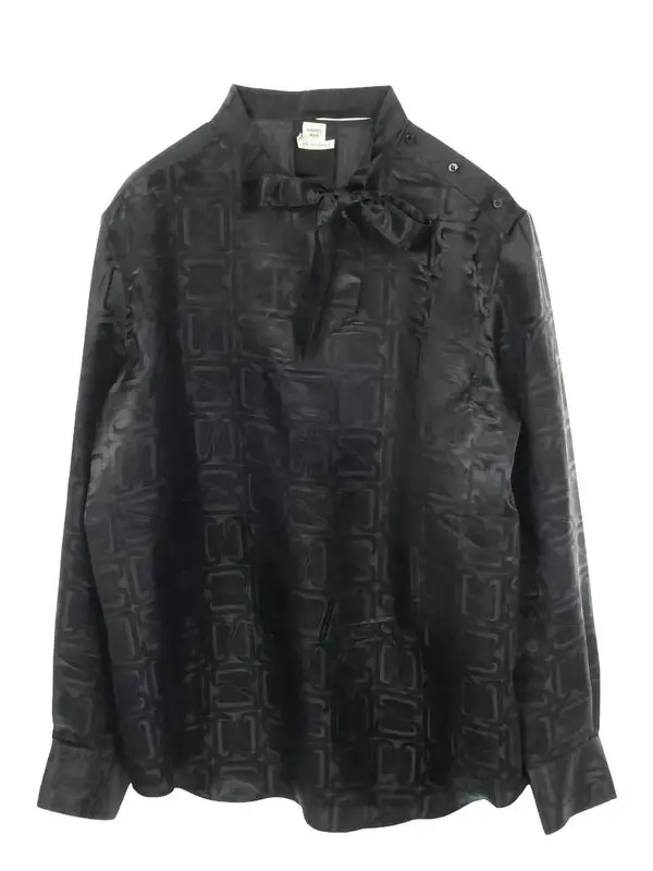 Hermès 2010s Bow Tie Long Sleeve Blouse - Black
