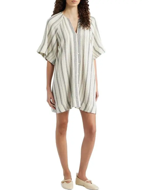 FRNCH Striped Organic Cotton Gauze Shirtdress - Creme