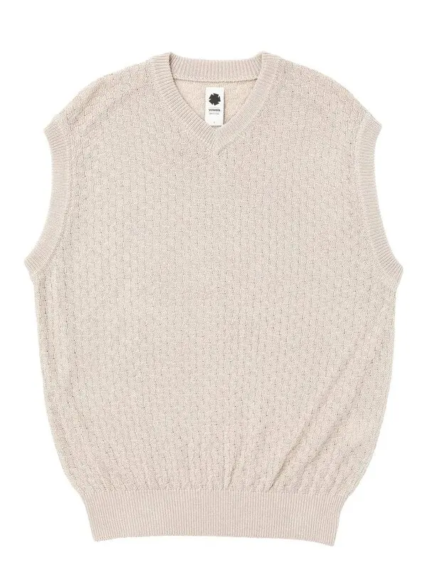 VOWELS Checkered Knit Vest - Ivory