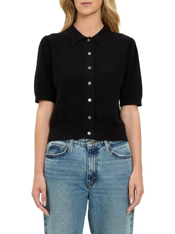 Michael Stars Button-front Knit Shirt - Black