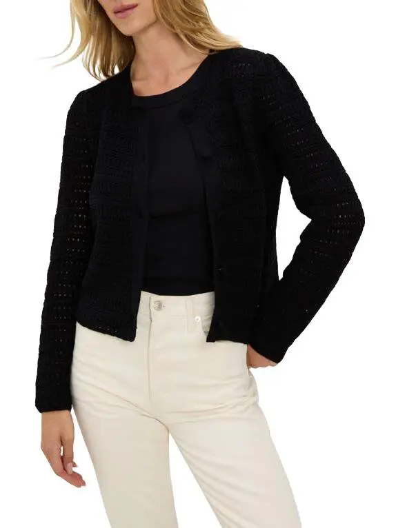 Michael Stars Winona Long Sleeve Cardigan - Black