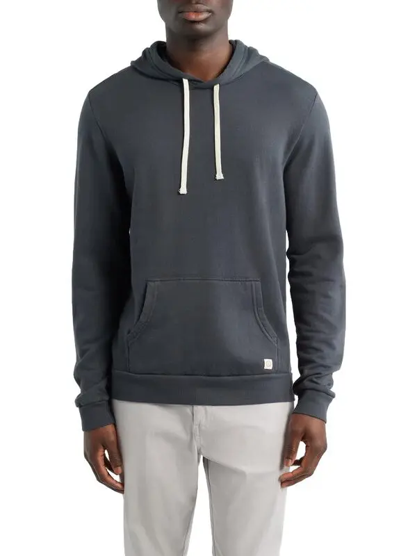 Marine Layer Cotton Blend French Terry Pullover Hoodie - Asphalt Grey