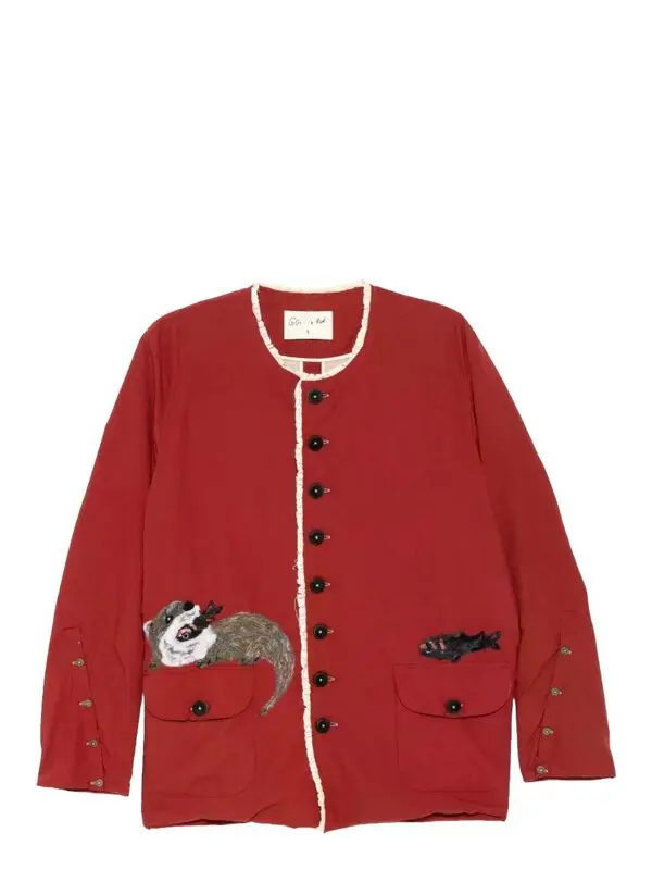 GG IN RED Appliqué Buttoned Jacket - Red