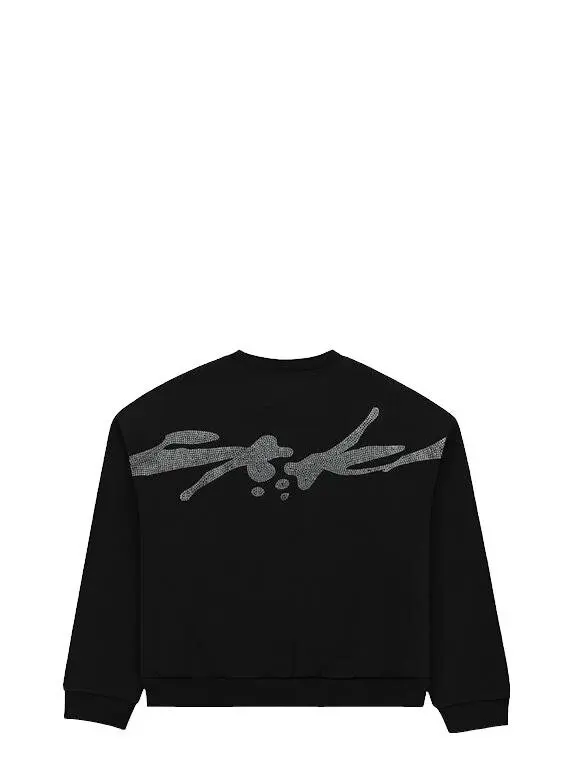 SP5DER Rhinestone Tm Crewneck Sweatshirt - Black