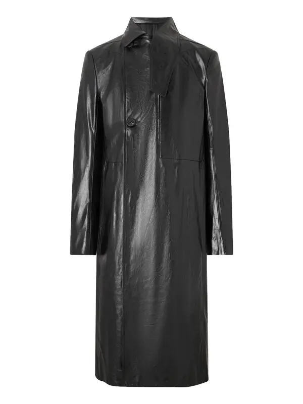 Rick Owens Mastodon Leather Trench Coat - Black