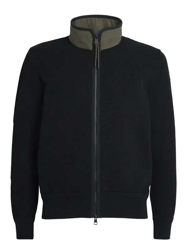 Moncler Cotton Zip-up Cardigan - Black