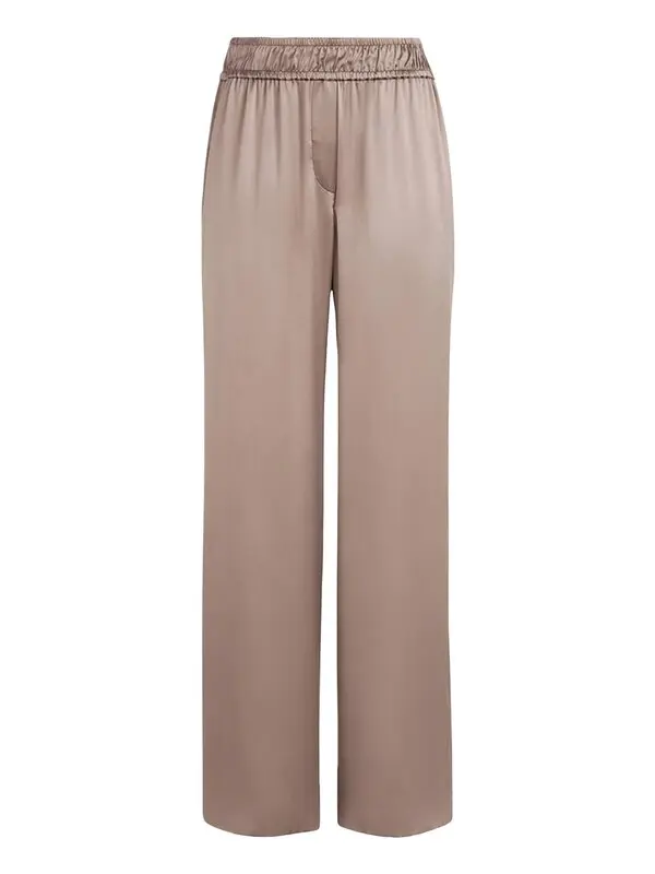 Brunello Cucinelli Stretch-silk Satin Wide-leg Trousers - Brown
