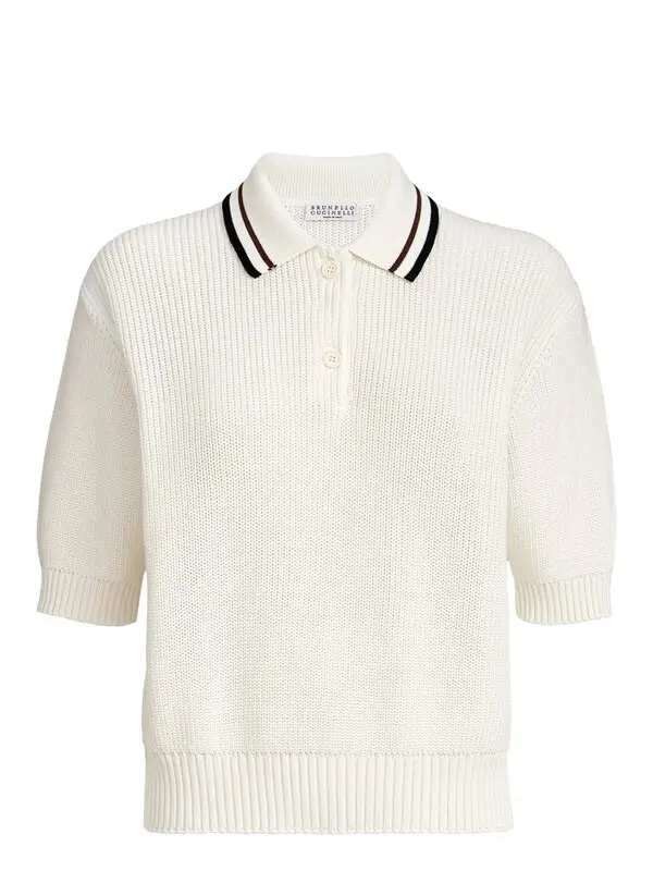 Brunello Cucinelli Cotton Knitted Polo Shirt - White