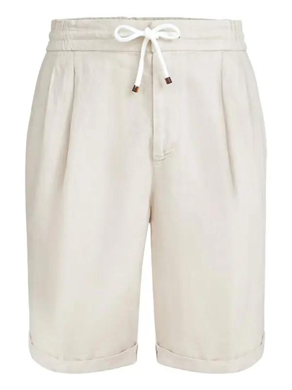 Brunello Cucinelli Linen Drawstring Bermuda Shorts - Beige