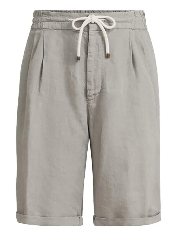 Brunello Cucinelli Linen Drawstring Bermuda Shorts - Brown
