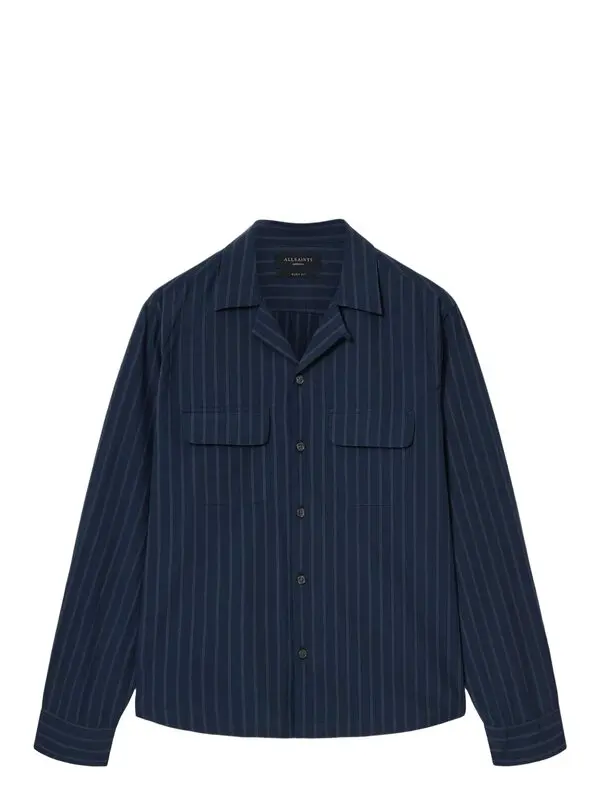 ALLSAINTS Organic Cotton Stripe Stanley Shirt - Blue
