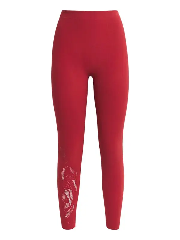 Wolford Net-panel Rose Leggings - Red