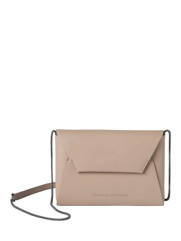Brunello Cucinelli Leather Pochette Clutch - Grey