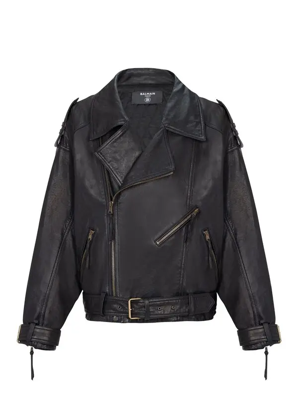 Balmain Lambskin Biker Jacket - Black