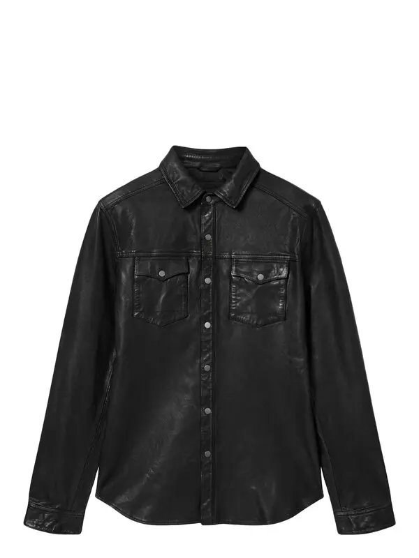 ALLSAINTS Leather Irwin Shirt - Black