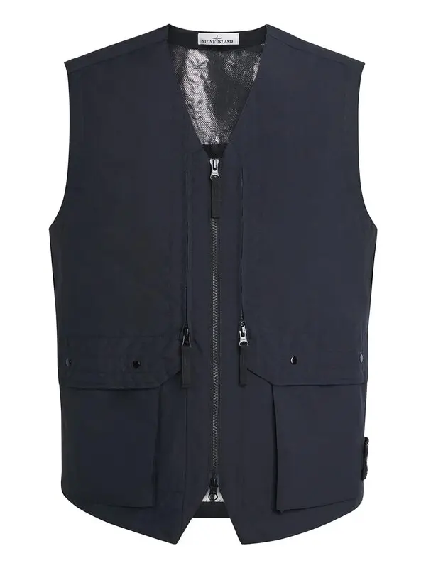 Stone Island Laminated Ripstop Vest - Navy