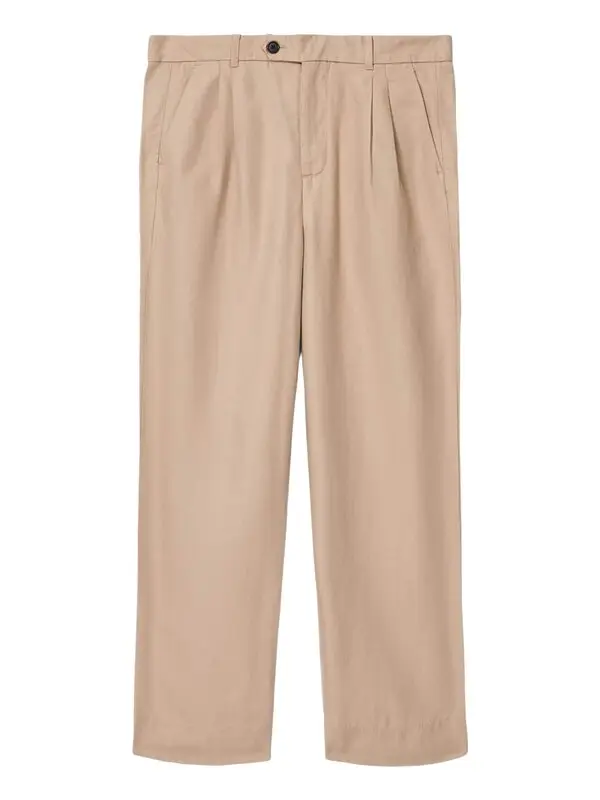 ALLSAINTS Cotton Pleated Roland Trousers - Brown