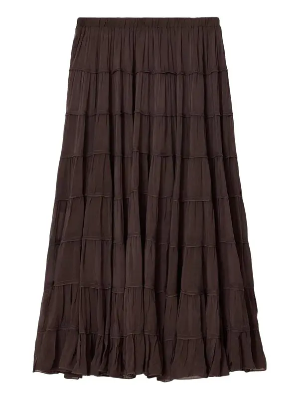 ALLSAINTS Gathered Eva Midi Skirt - Brown