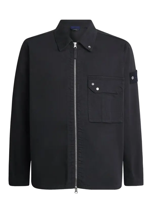Stone Island Denim Zip-up Overshirt - Black