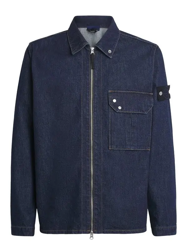 Stone Island Denim Zip-up Overshirt - Blue