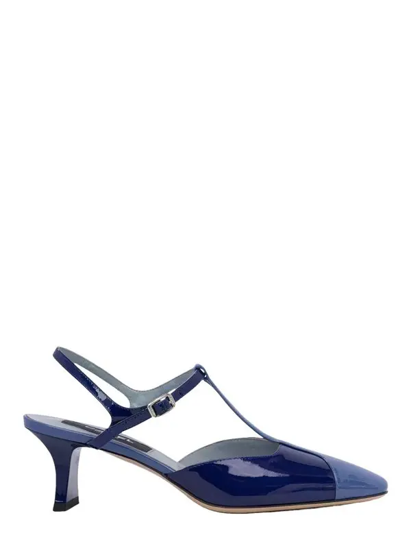 CAREL 55mm Leather T-bar Pumps - Blue