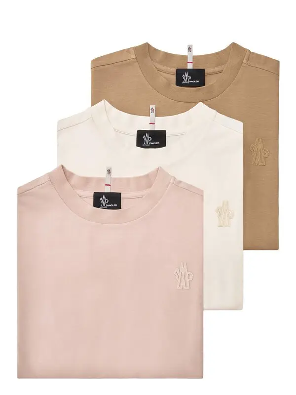 Moncler Logo Patch Cotton Blend T-shirt Set - Multicolor