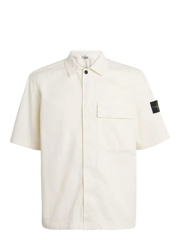 Stone Island Stretch-cotton Twill Shirt - Ivory