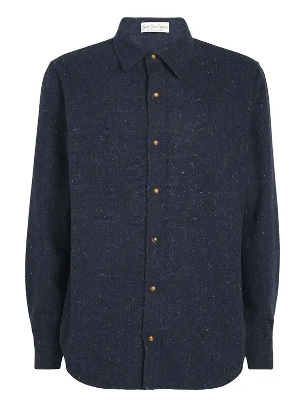 GOD'S TRUE CASHMERE Cashmere Twill Donegal Shirt - Navy