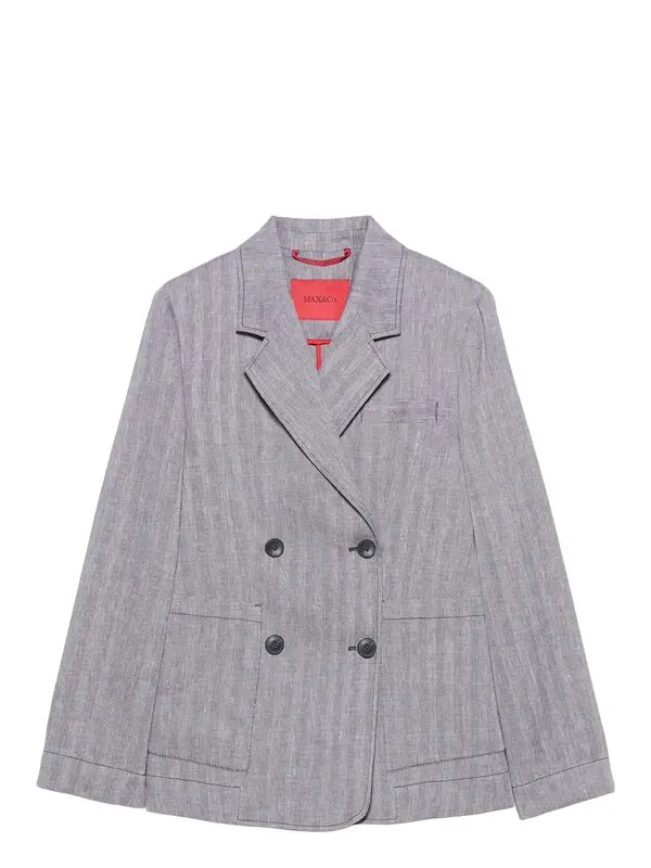 Max & Co. Linen-blend Herringbone Pea Coat - Brown