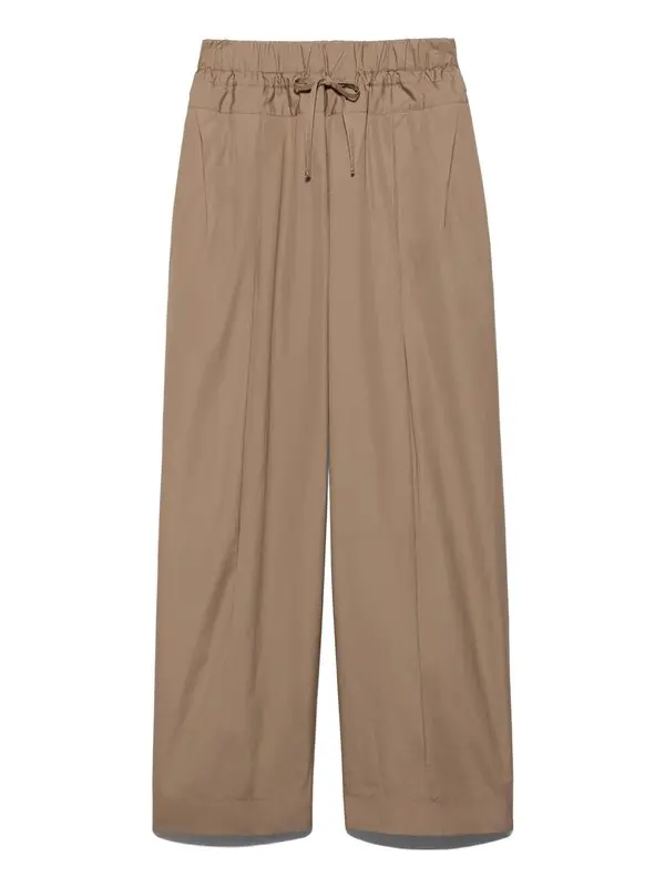 Max & Co. Cotton Trousers With Drawstring Waistband - Grey