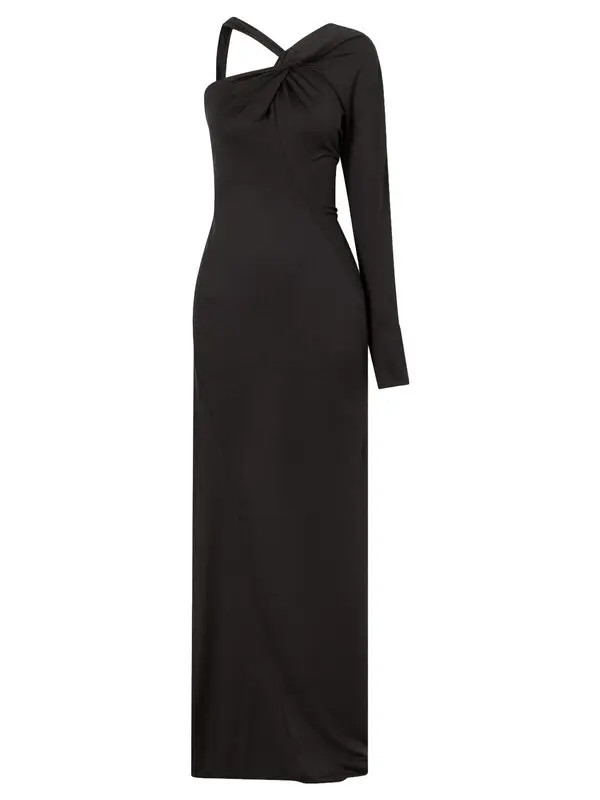 Victoria Beckham One-shoulder Satin Gown - Black