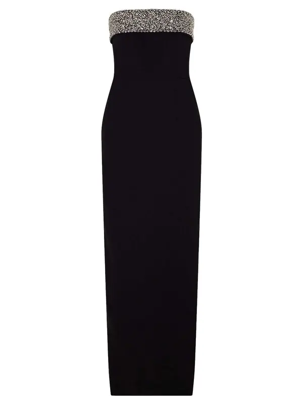THE NEW ARRIVALS ILKYAZ OZEL Crystal-embellished Crepe Gown - Black