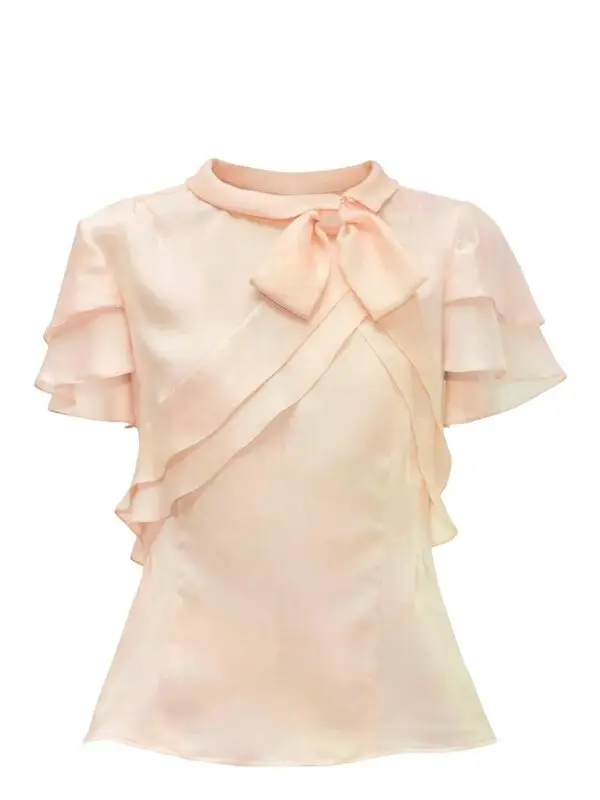 Simone Rocha Ruffle Bow Blouse - Pink