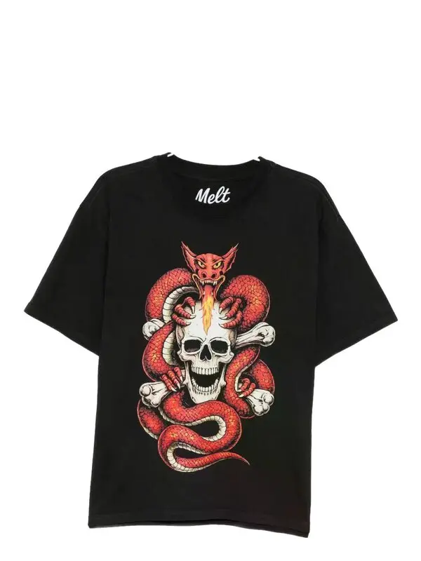 MELT Skull Print T-shirt - Black