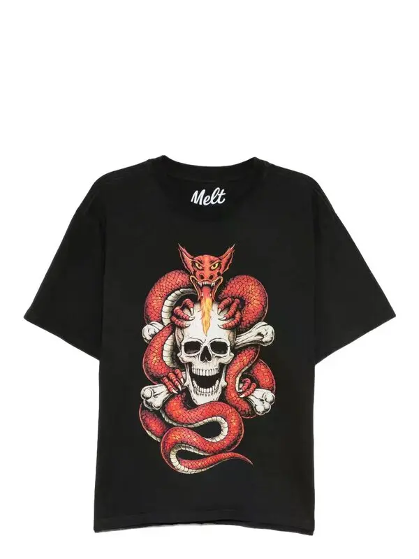MELT Skull Print T-shirt - Black