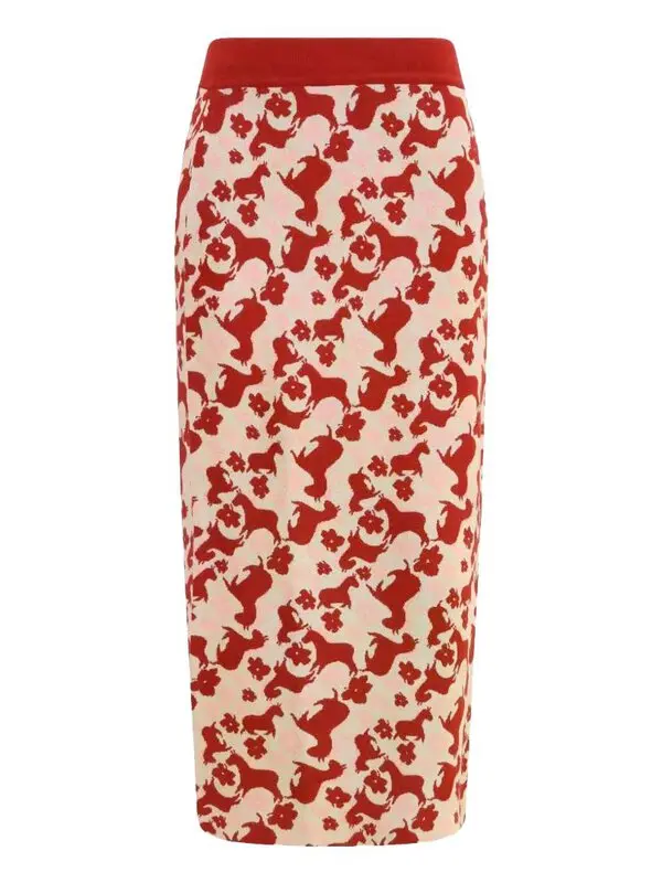 Max Mara Jacquard-knit Embellished Midi Skirt - Red