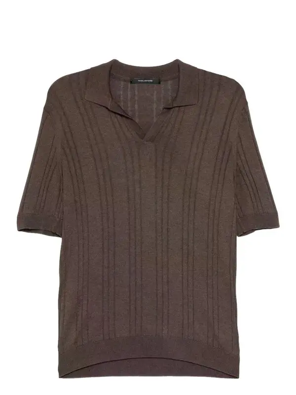 Tagliatore Revere Collar Short-sleeve T-shirt - Brown