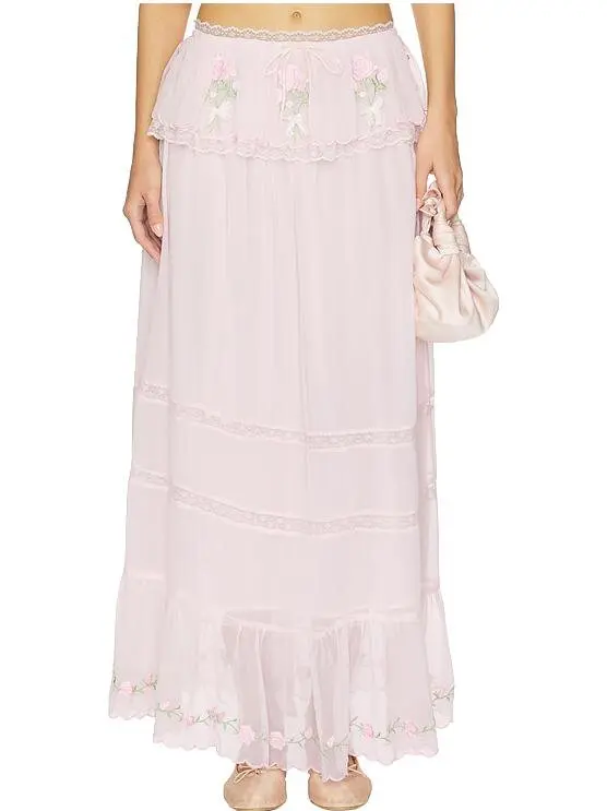 For Love & Lemons Rae Rose Maxi Skirt - Pink