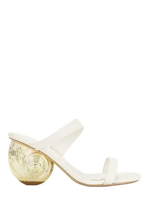 Simkhai Marion Leather Shell Heel - Alabaster Gold