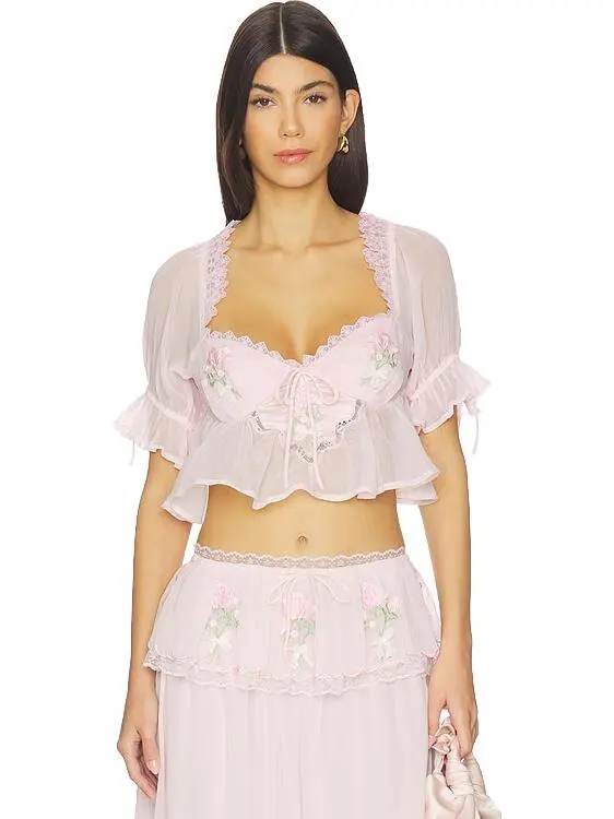 For Love & Lemons Rae Rose Crop Top - Pink