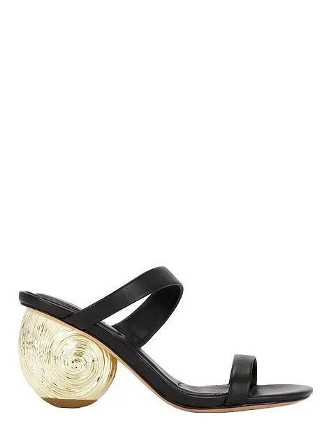Simkhai Marion Leather Heel - Black & Gold