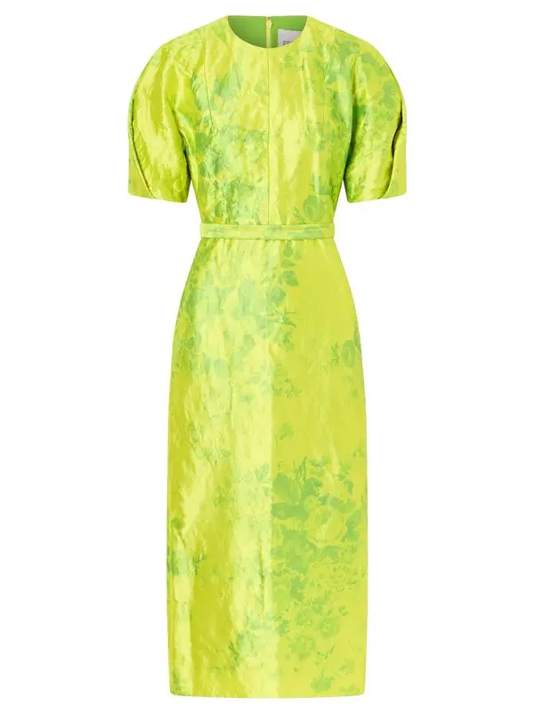 Erdem Printed Crinkled-satin Midi Dress - Green