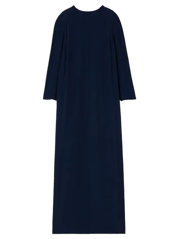 GWYN Marella Ankle-grazing Crepe De Chine Dress - Navy