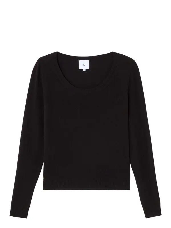 GWYN Wool-cashmere Blend Scoopneck Sweater - Black