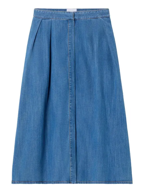 GWYN Brynn Stonewashed Chambray Skirt - Chambray Blue